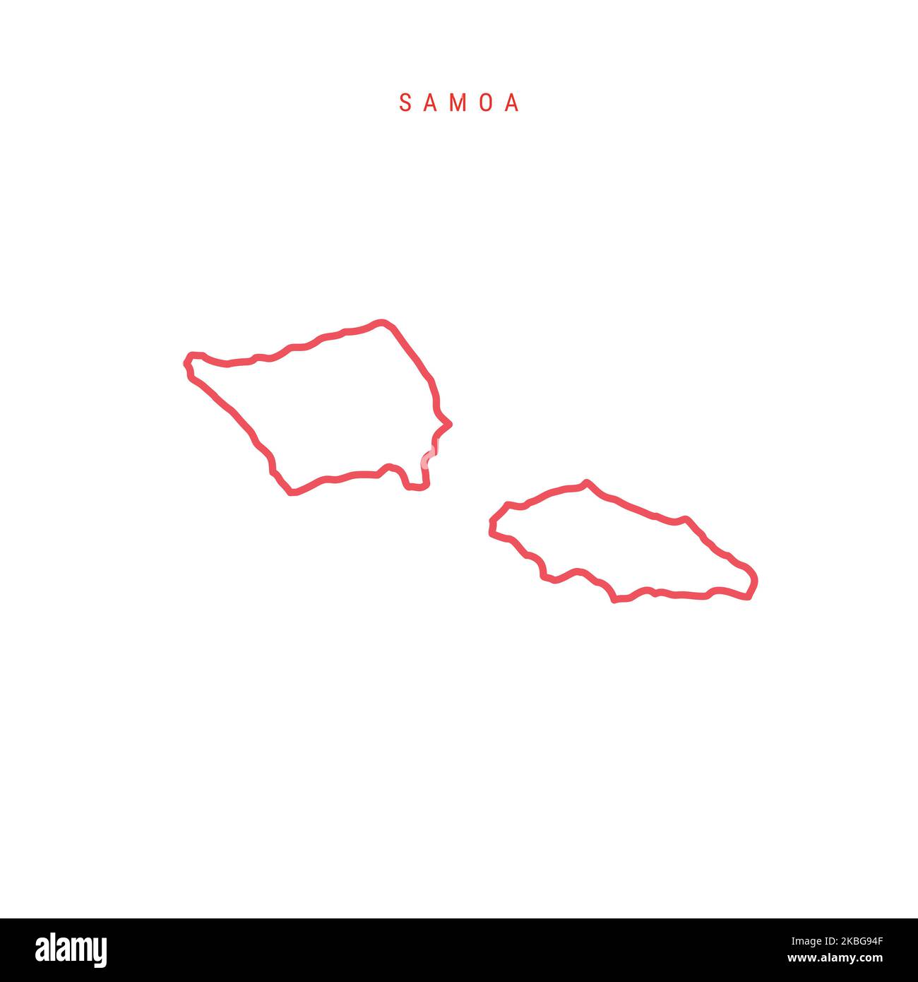 Samoa outline map. Samoan red border. Country name. illustration Stock ...