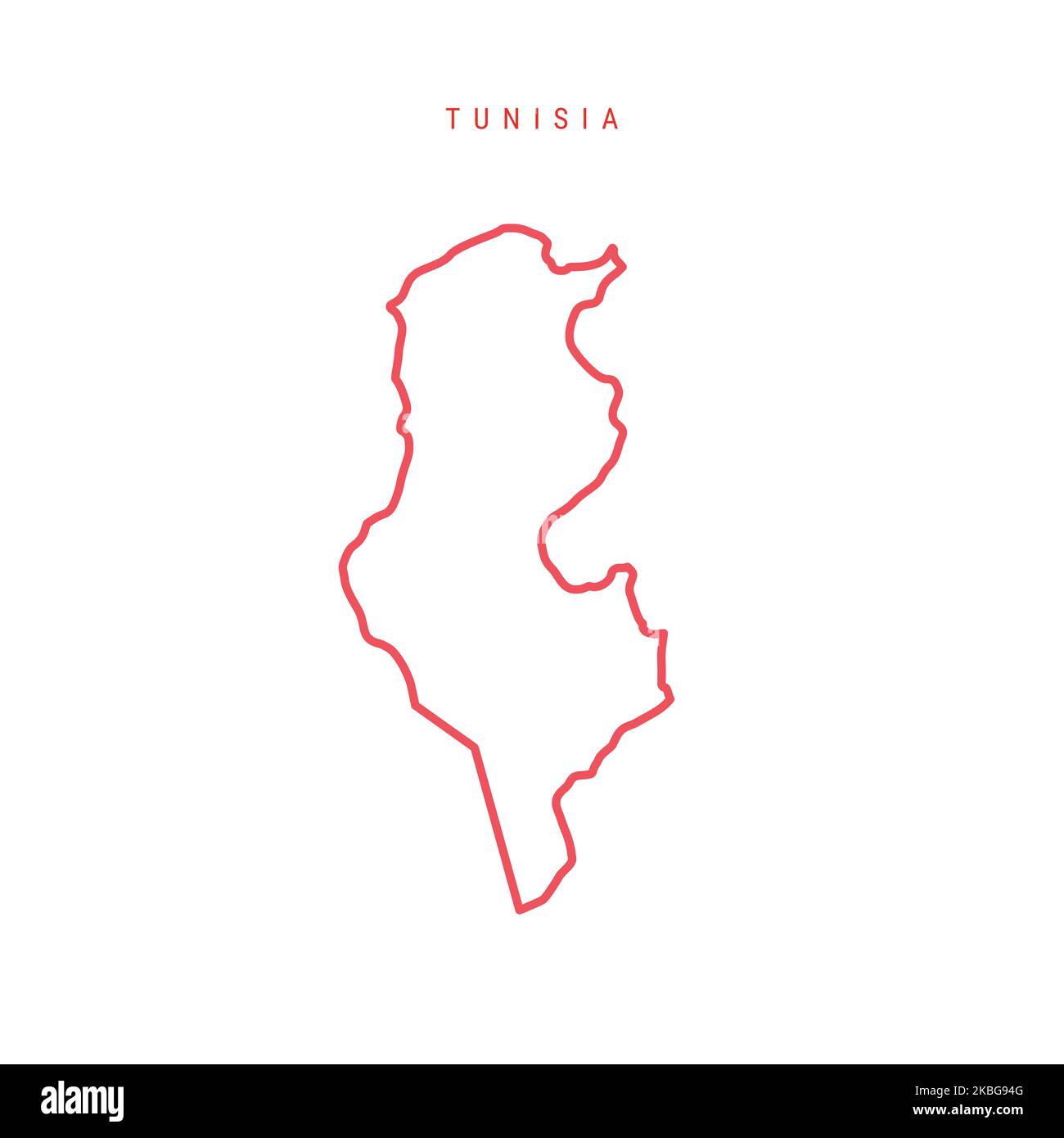 Tunisia outline map. Tunisian red border. Country name. illustration ...