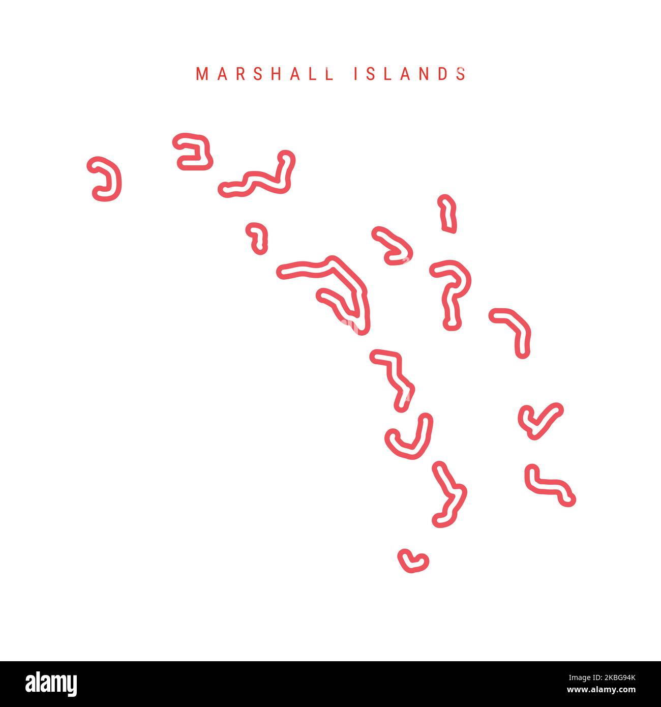 Marshall Islands outline map. Marshallese red border. Country name ...