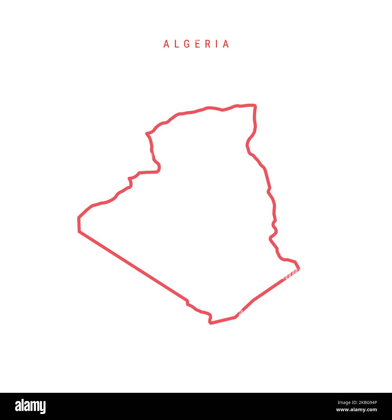 Algeria outline map. Algerian red border. Country name. illustration ...