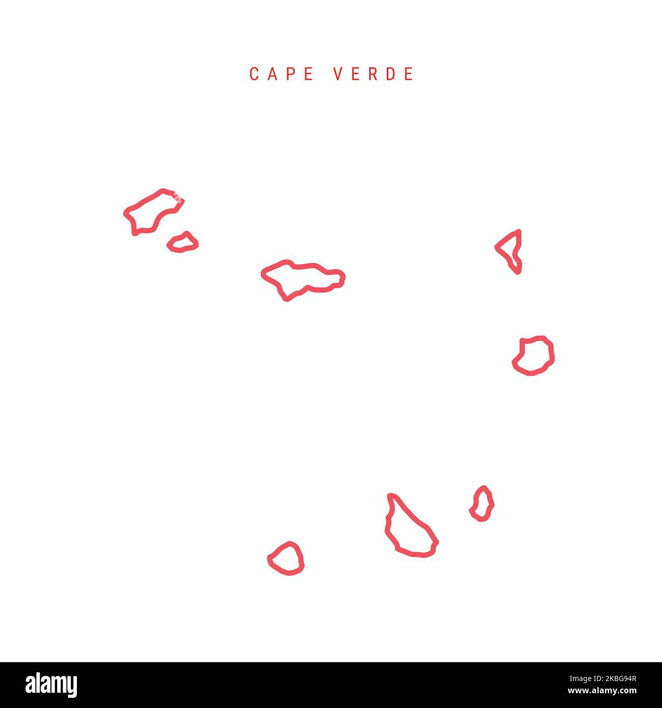 Cape Verde outline map. Cabo Verde red border. Country name ...