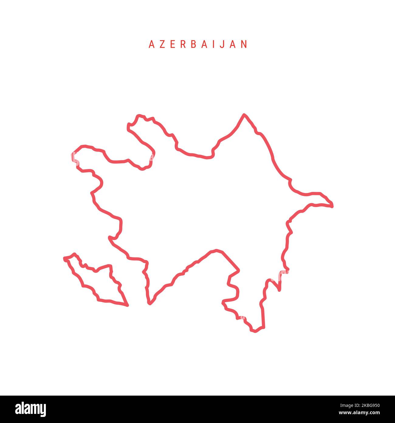 Azerbaijan outline map. Azerbaijani red border. Country name ...