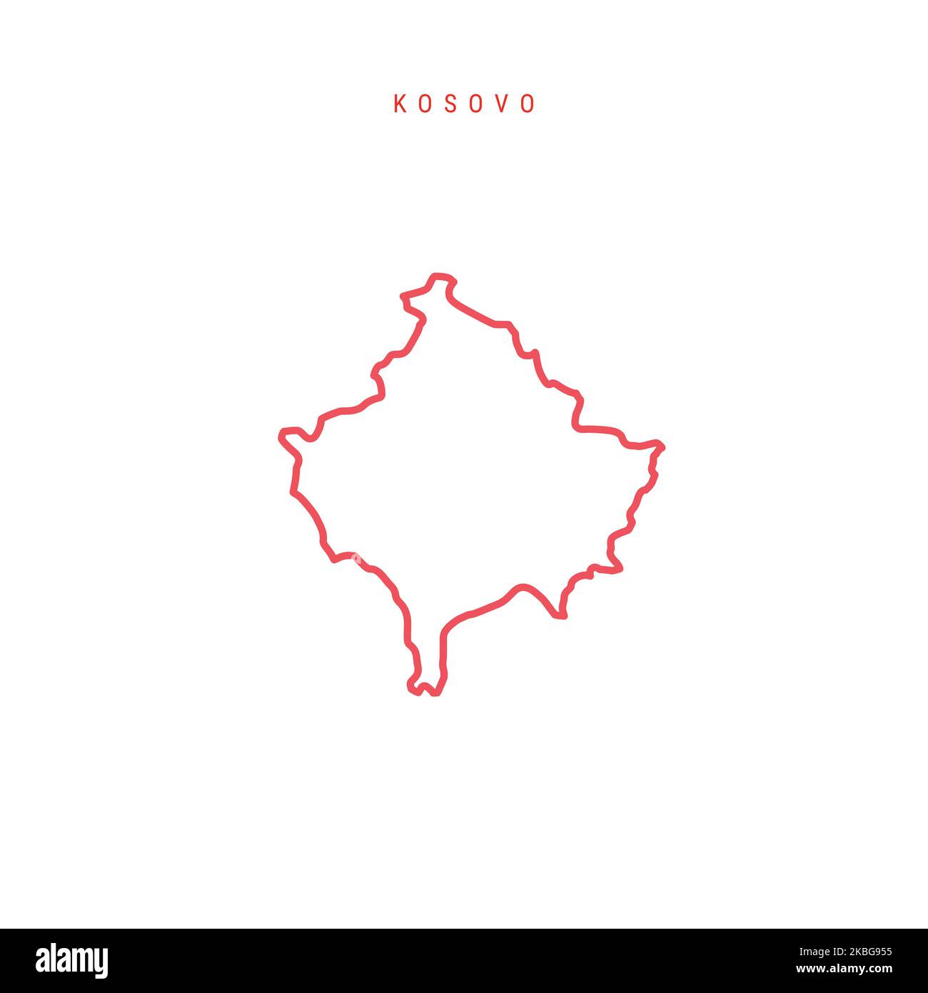 Kosovo outline map. Kosovan red border. Country name. illustration ...