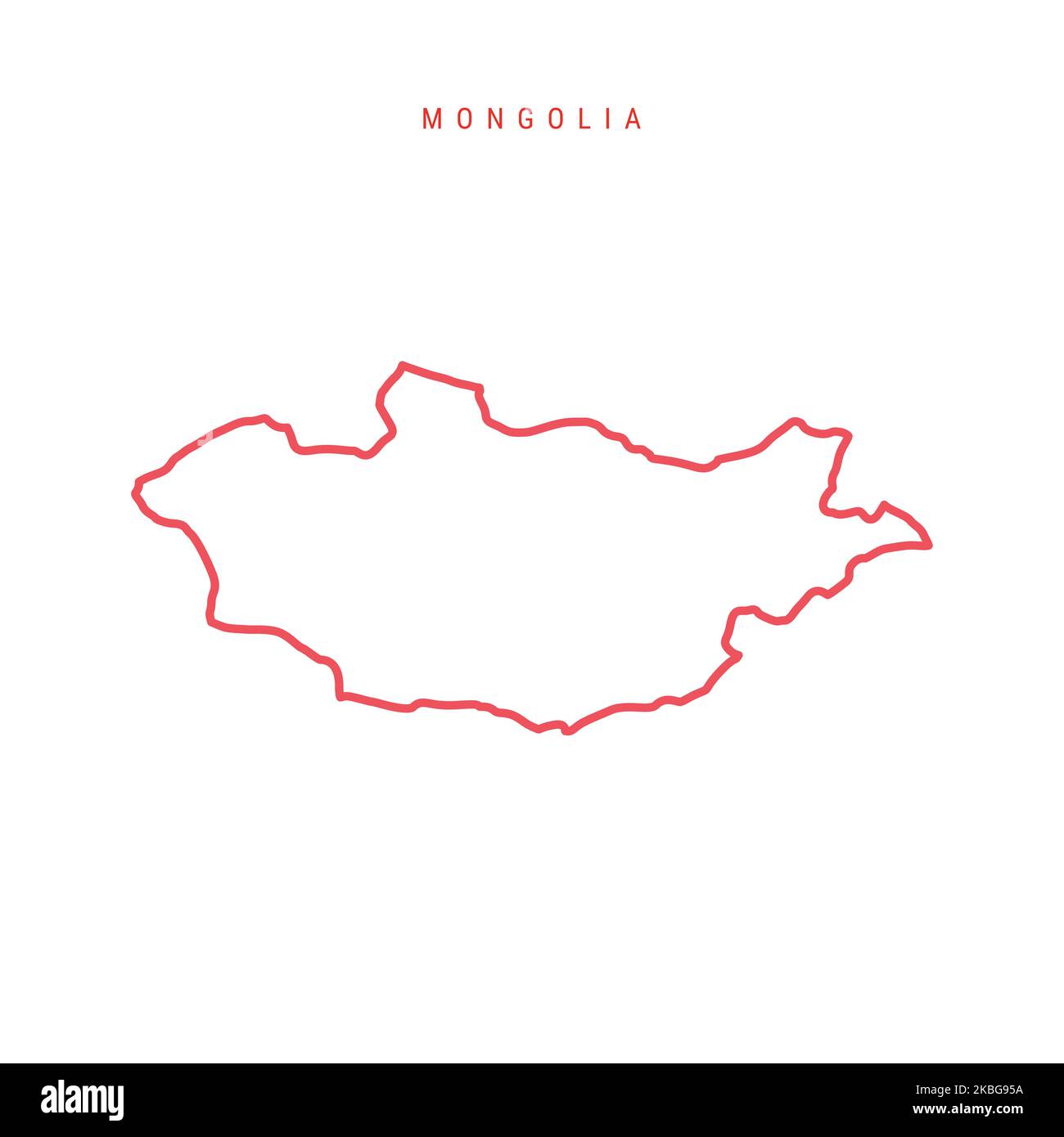 Mongolia outline map. Mongolian red border. Country name. illustration ...