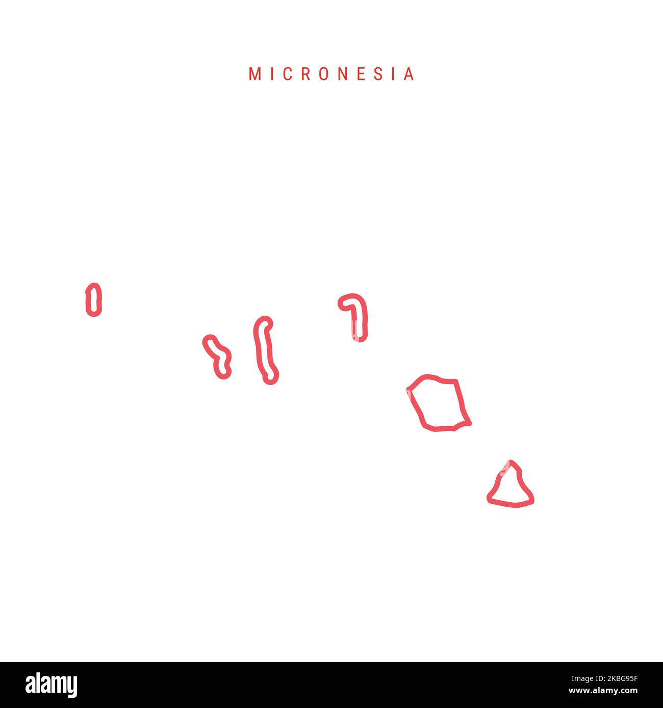 Micronesia outline map. Micronesian red border. Country name ...