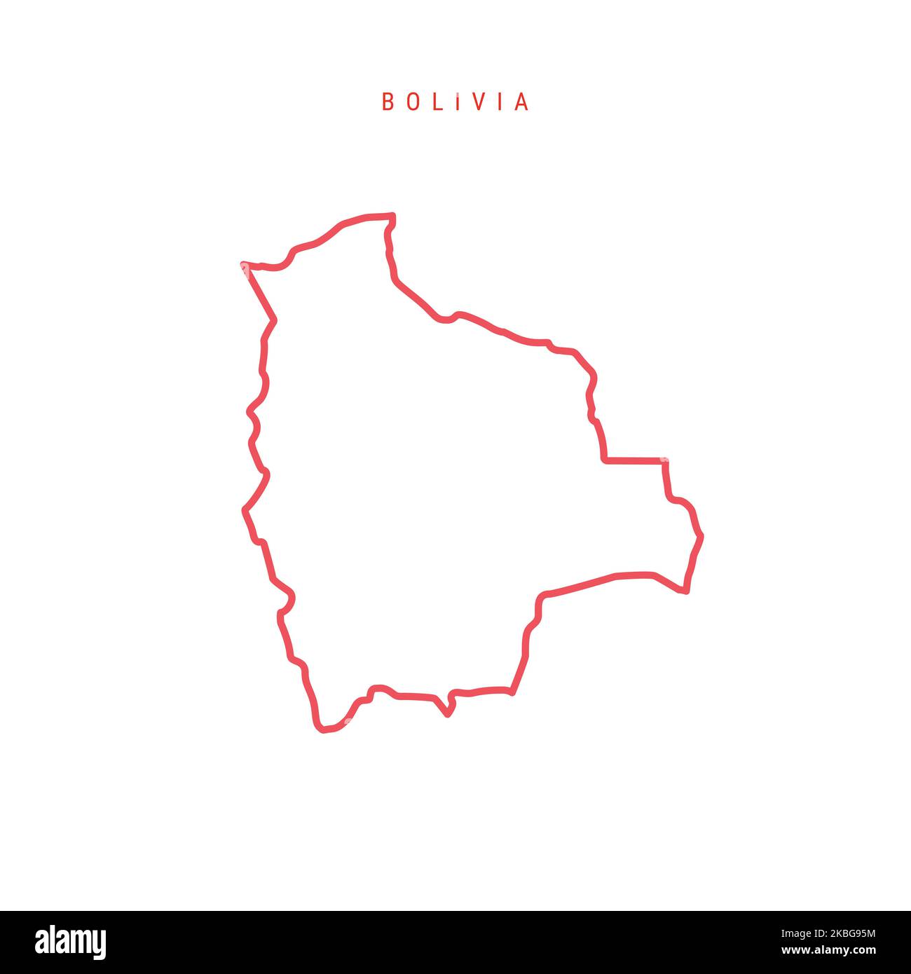 Bolivia outline map. Bolivian red border. Country name. illustration Stock Photo - Alamy