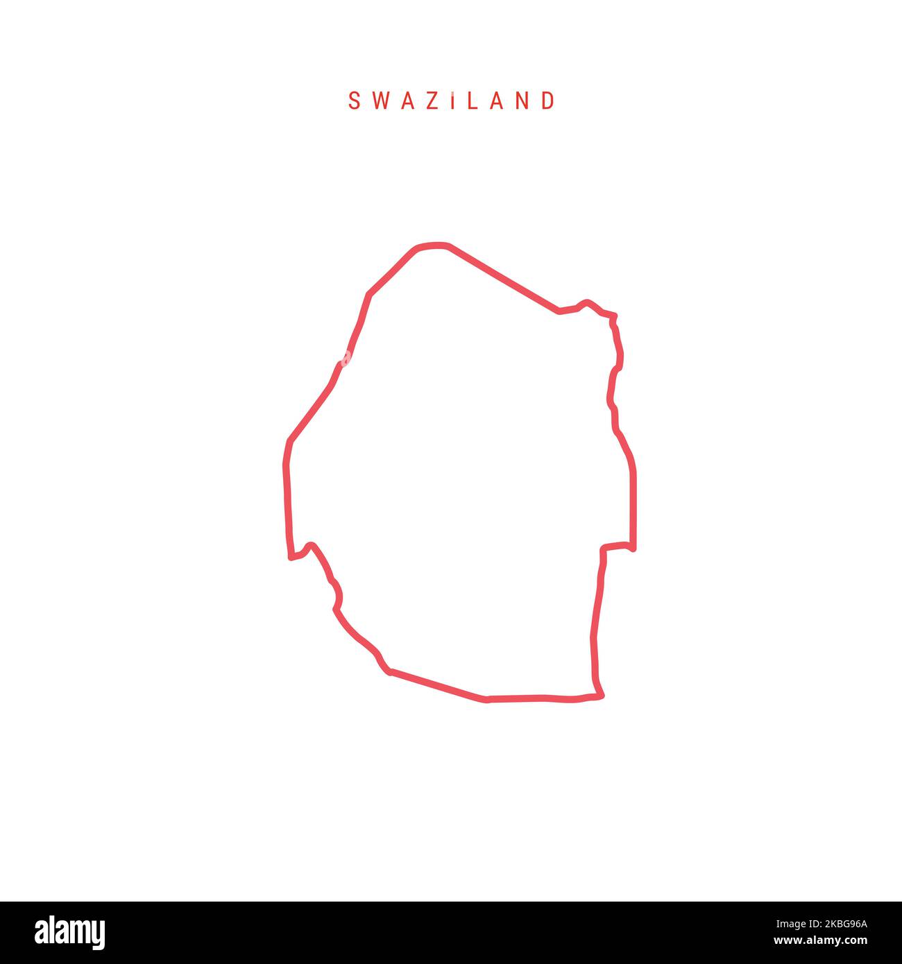 Swaziland outline map. Eswatini red border. Country name. illustration ...