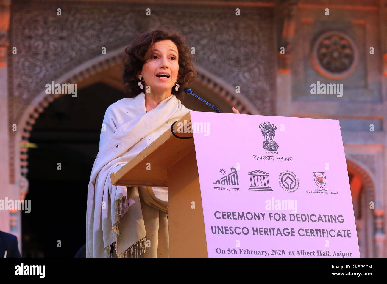 UNESCO Director General Audrey Azoulay speaks during a ceremony to ...