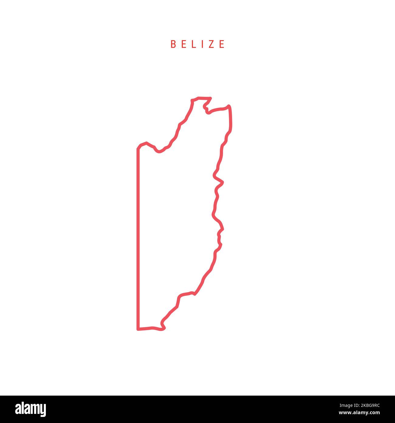 Belize outline map. Belizean red border. Country name. illustration ...