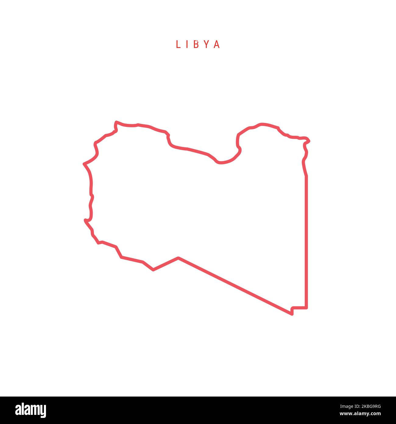 Libya outline map. Libyan red border. Country name. illustration Stock Photo - Alamy
