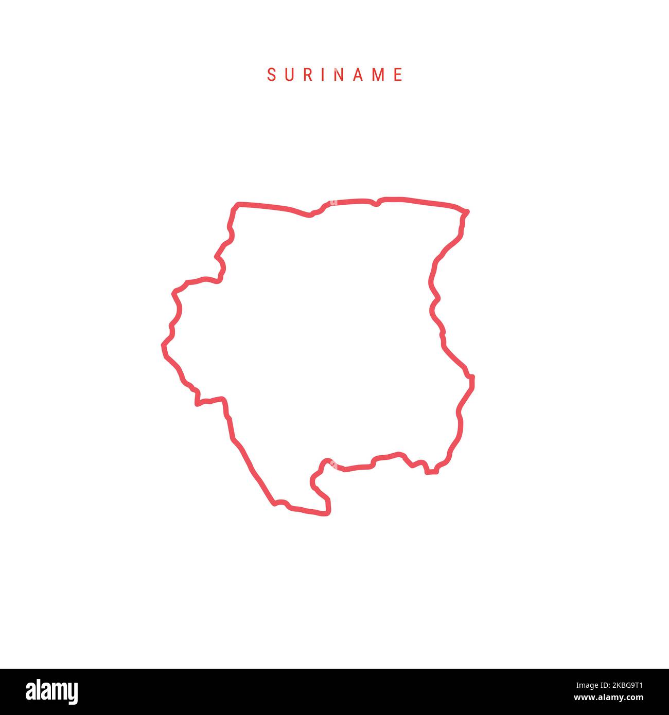 Suriname outline map. Surinamese red border. Country name. illustration ...