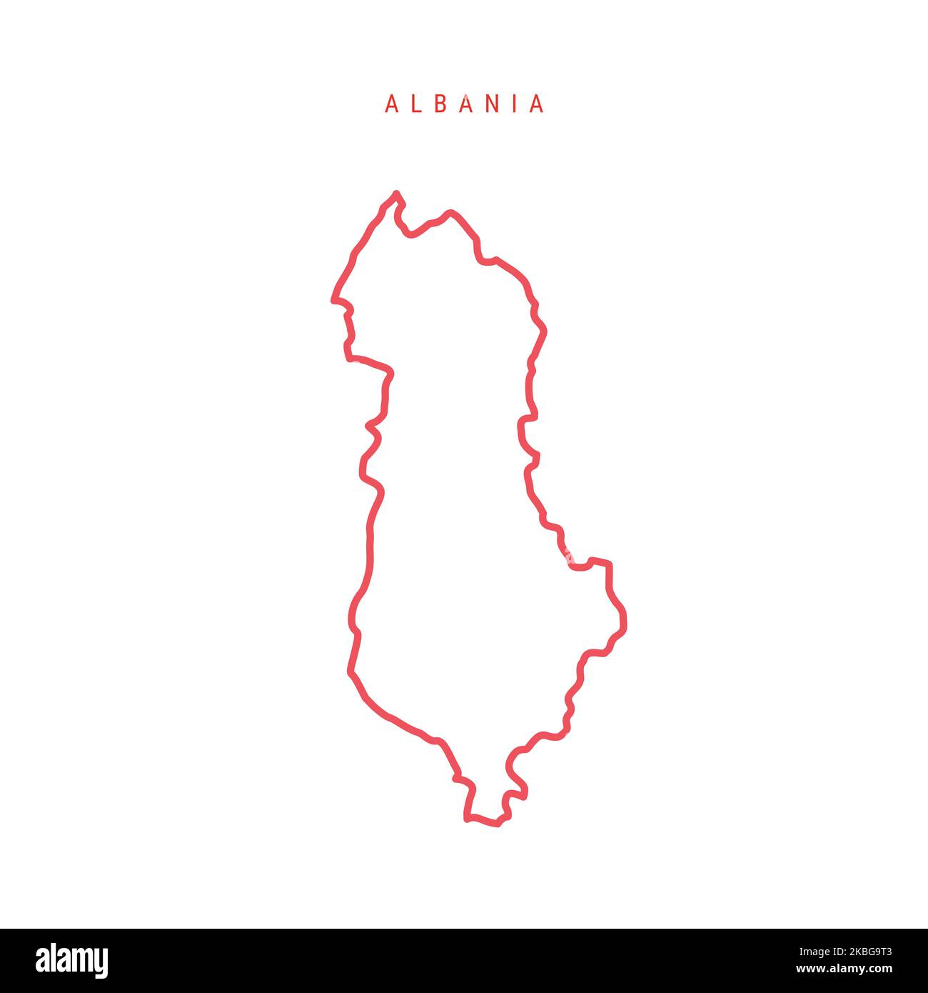 Albania outline map. Albanian red border. Country name. illustration ...