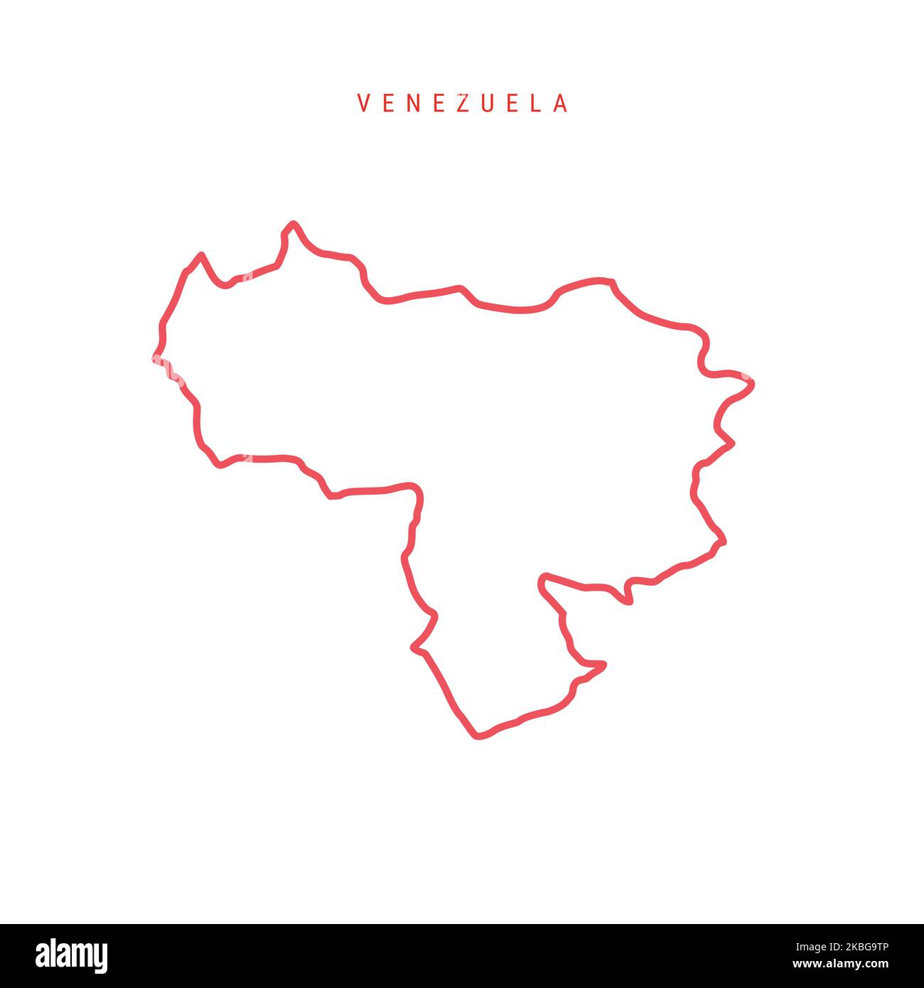 Venezuela outline map. Venezuelan red border. Country name ...