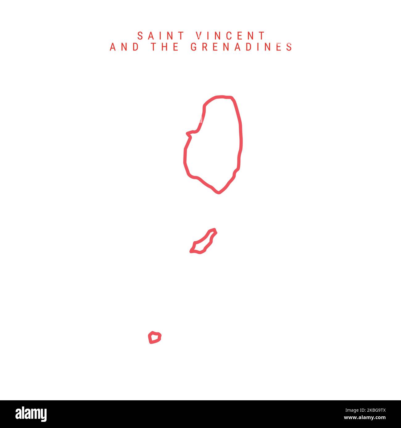 Saint Vincent and the Grenadines outline map. Vincentian red border ...