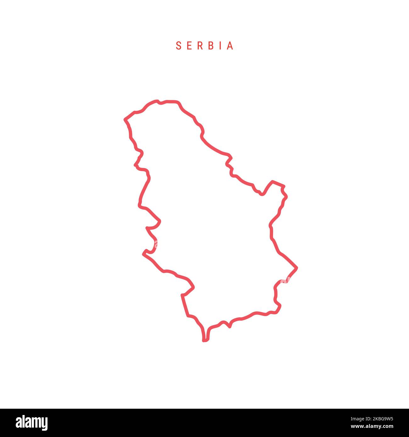 Serbia outline map. Serbian red border. Country name. illustration ...