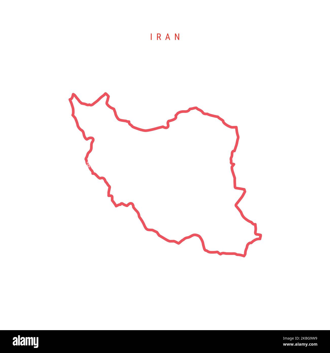 Iran outline map. Iranian red border. Country name. illustration Stock ...