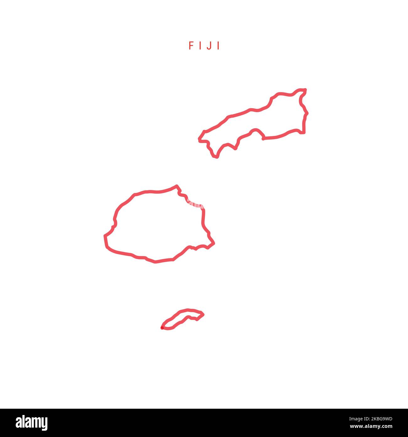 Fiji outline map. Fijian red border. Country name. illustration Stock ...