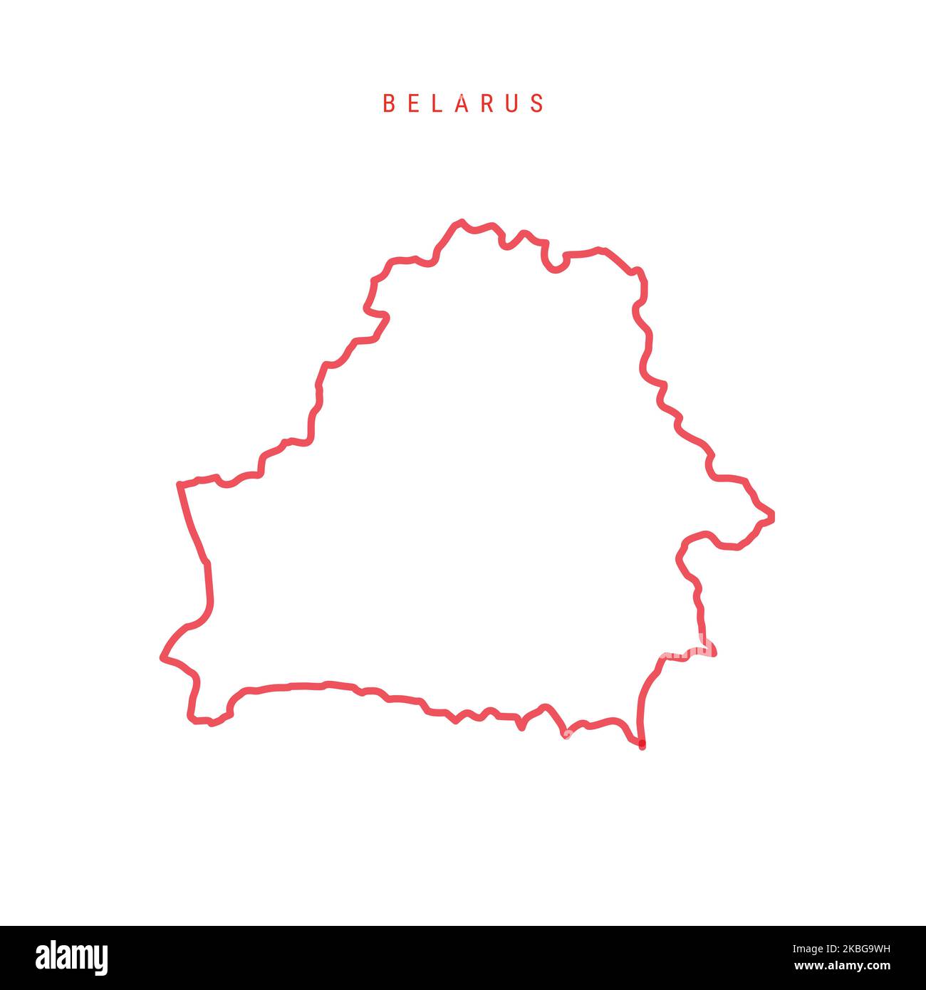 Belarus outline map. Belorussian red border. Country name. illustration ...