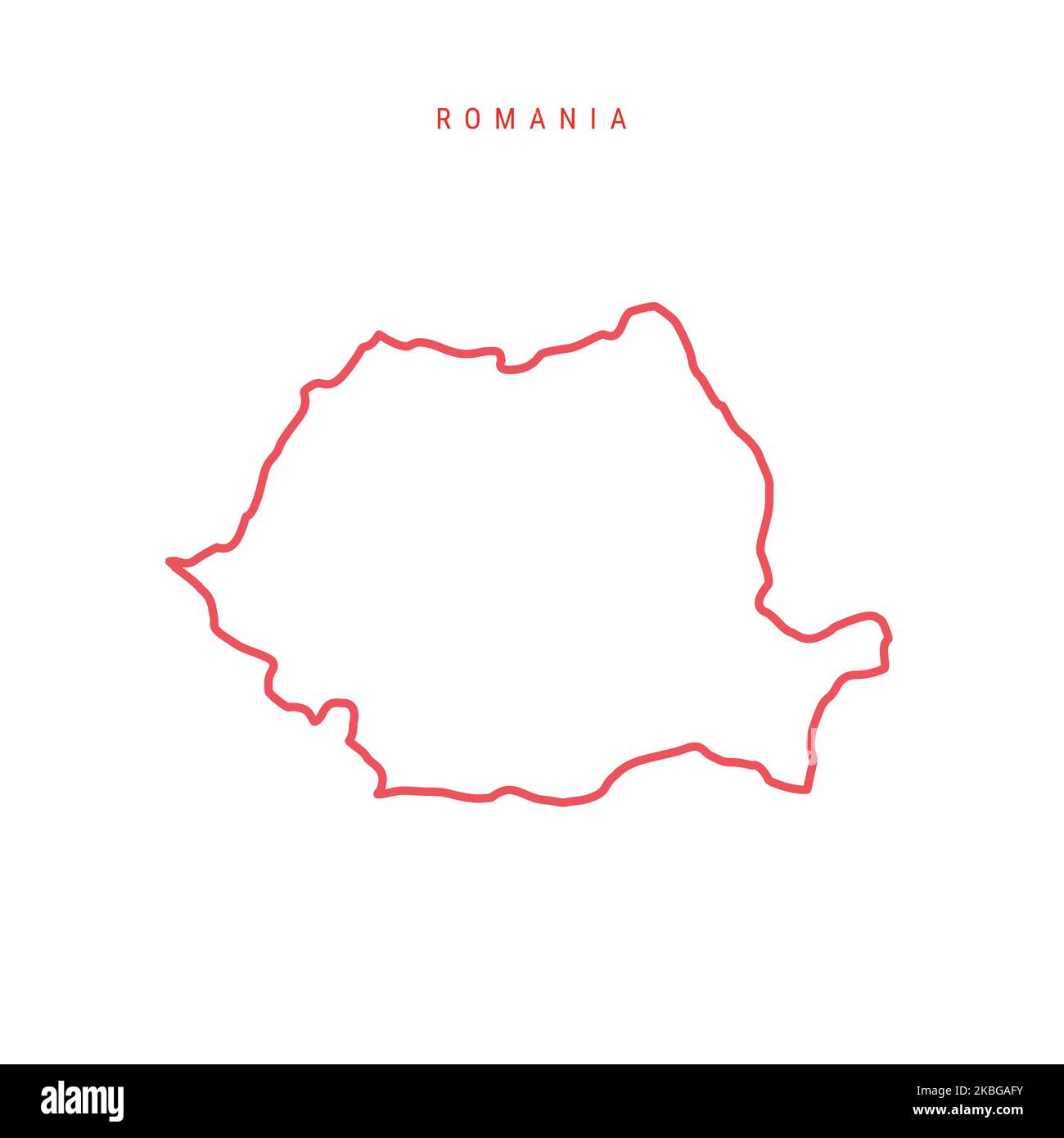 Romania outline map. Romanian red border. Country name. illustration ...