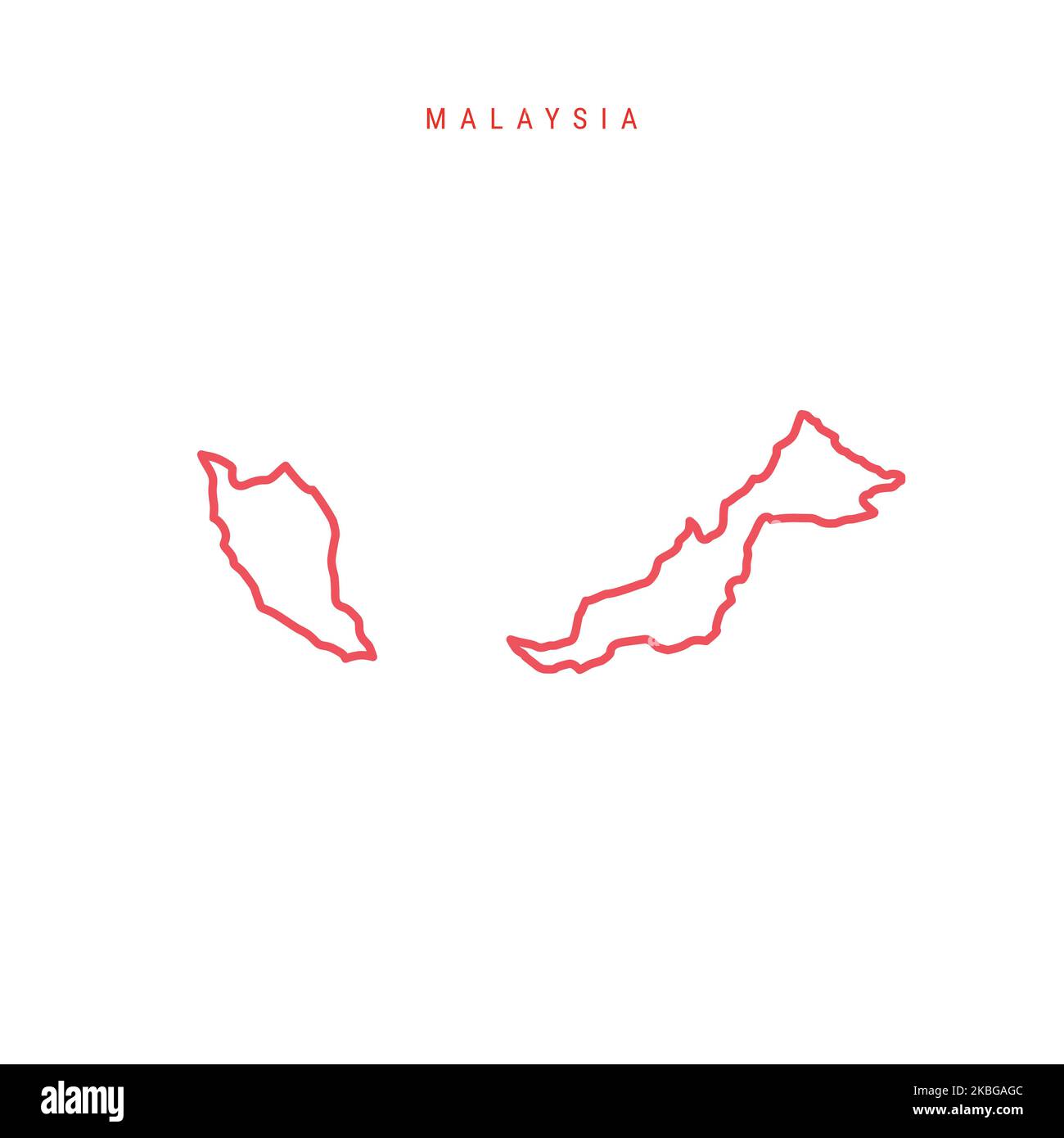 Malaysia outline map. Malaysian red border. Country name. illustration ...