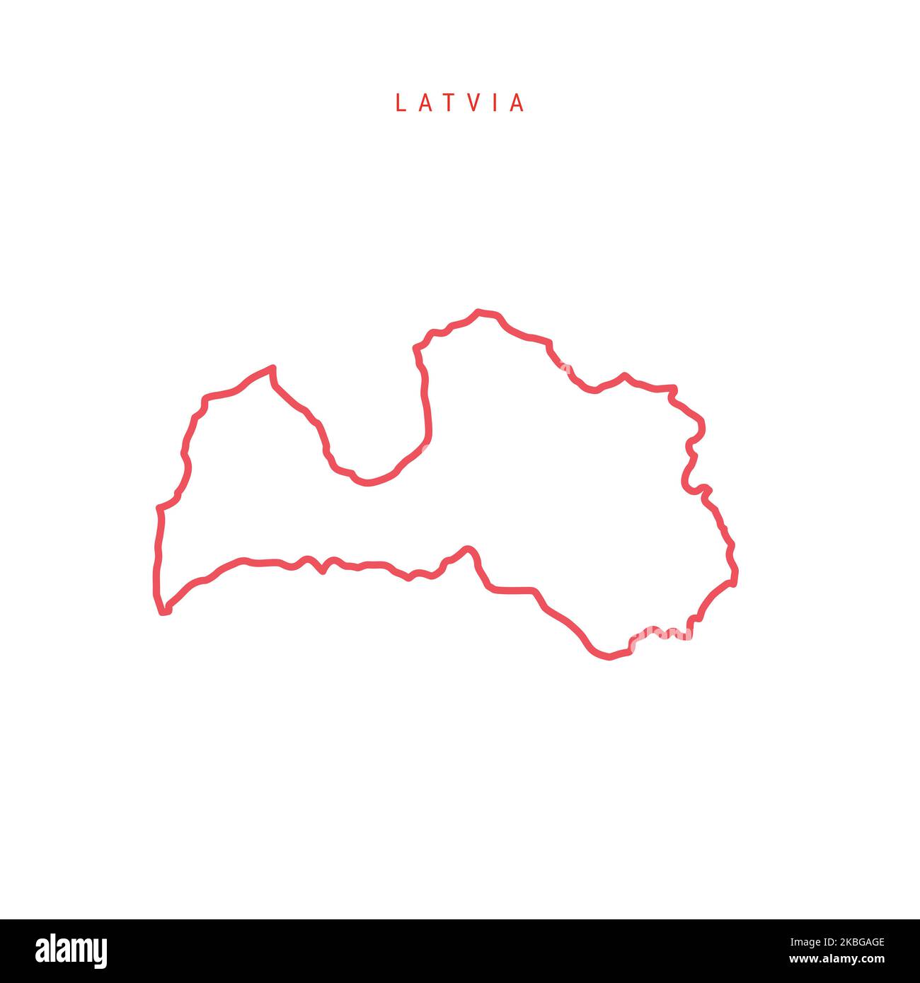 Latvia outline map. Latvian red border. Country name. illustration ...