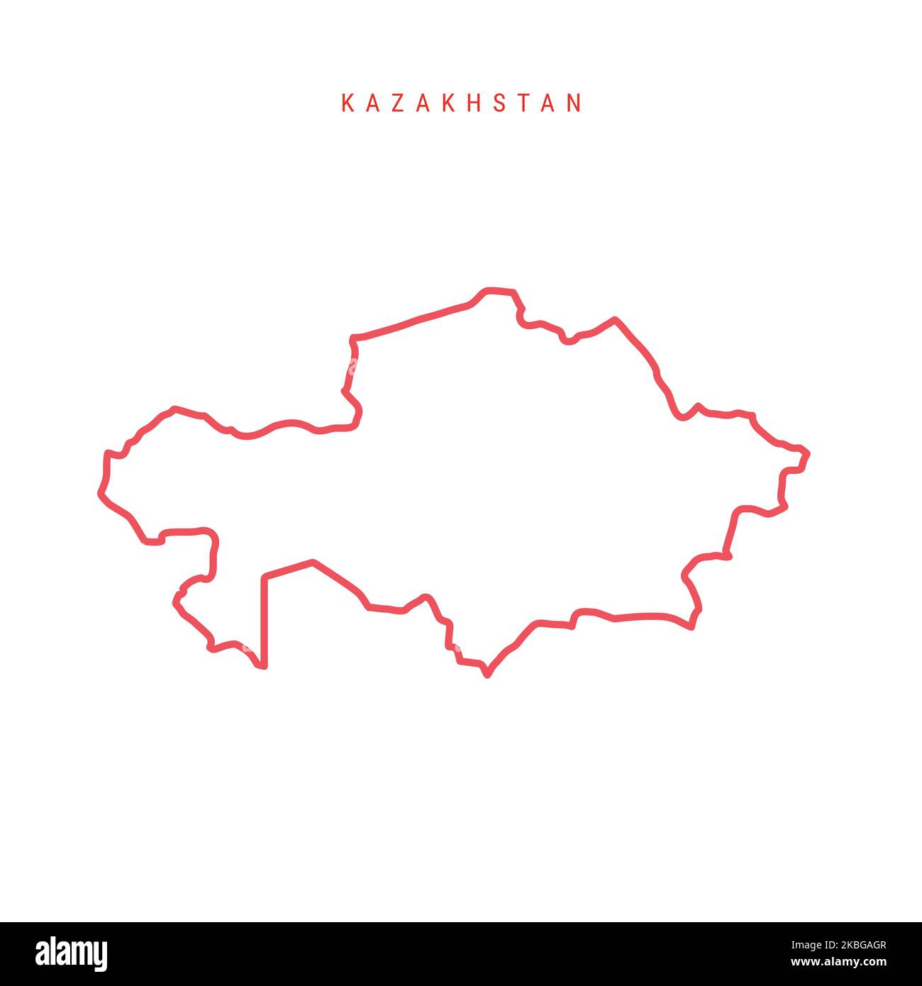 Kazakhstan outline map. Kazakh red border. Country name. illustration ...