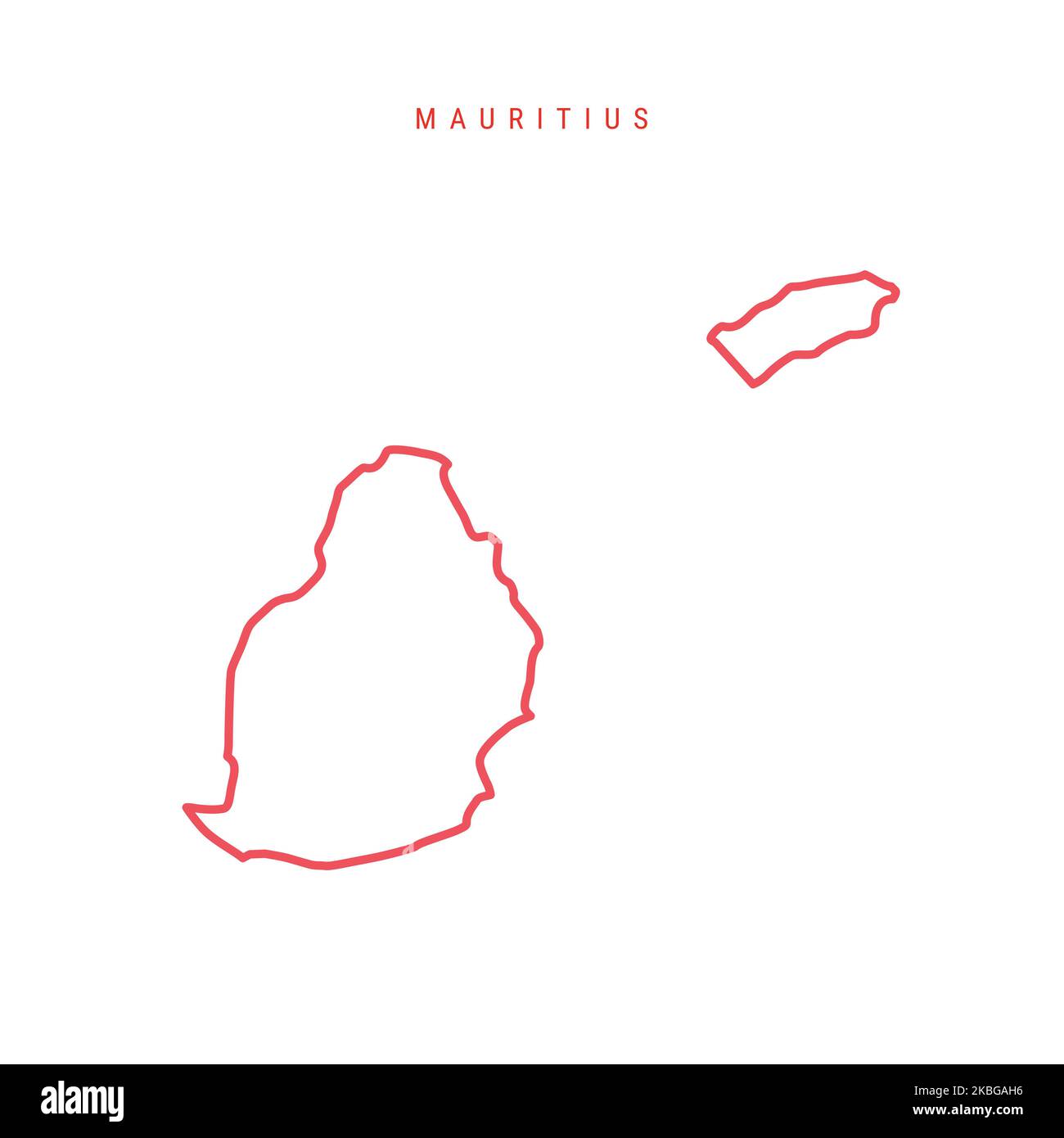 Mauritius outline map. Mauritian red border. Country name. illustration ...