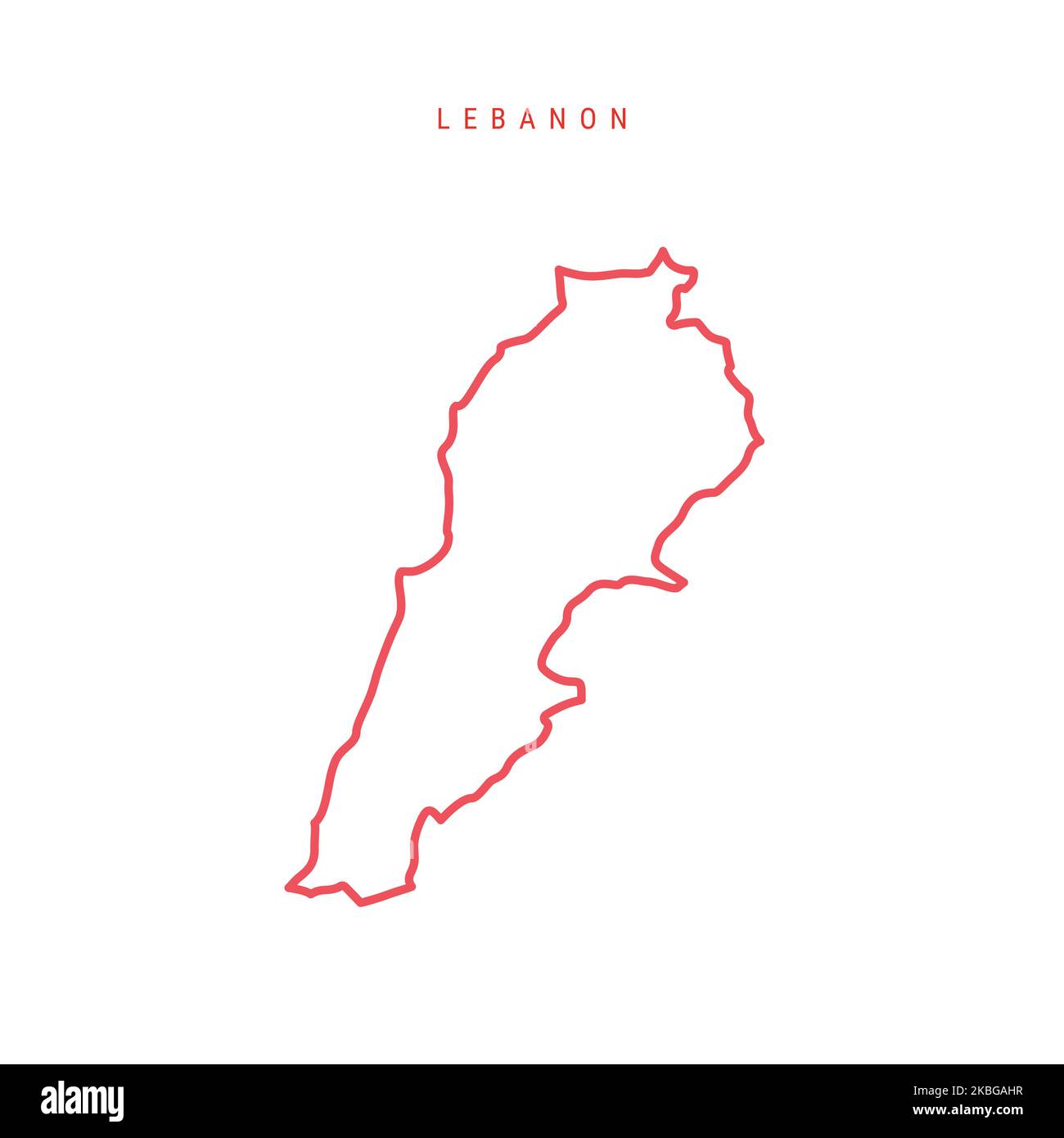 Lebanon outline map. Lebanese red border. Country name. illustration ...