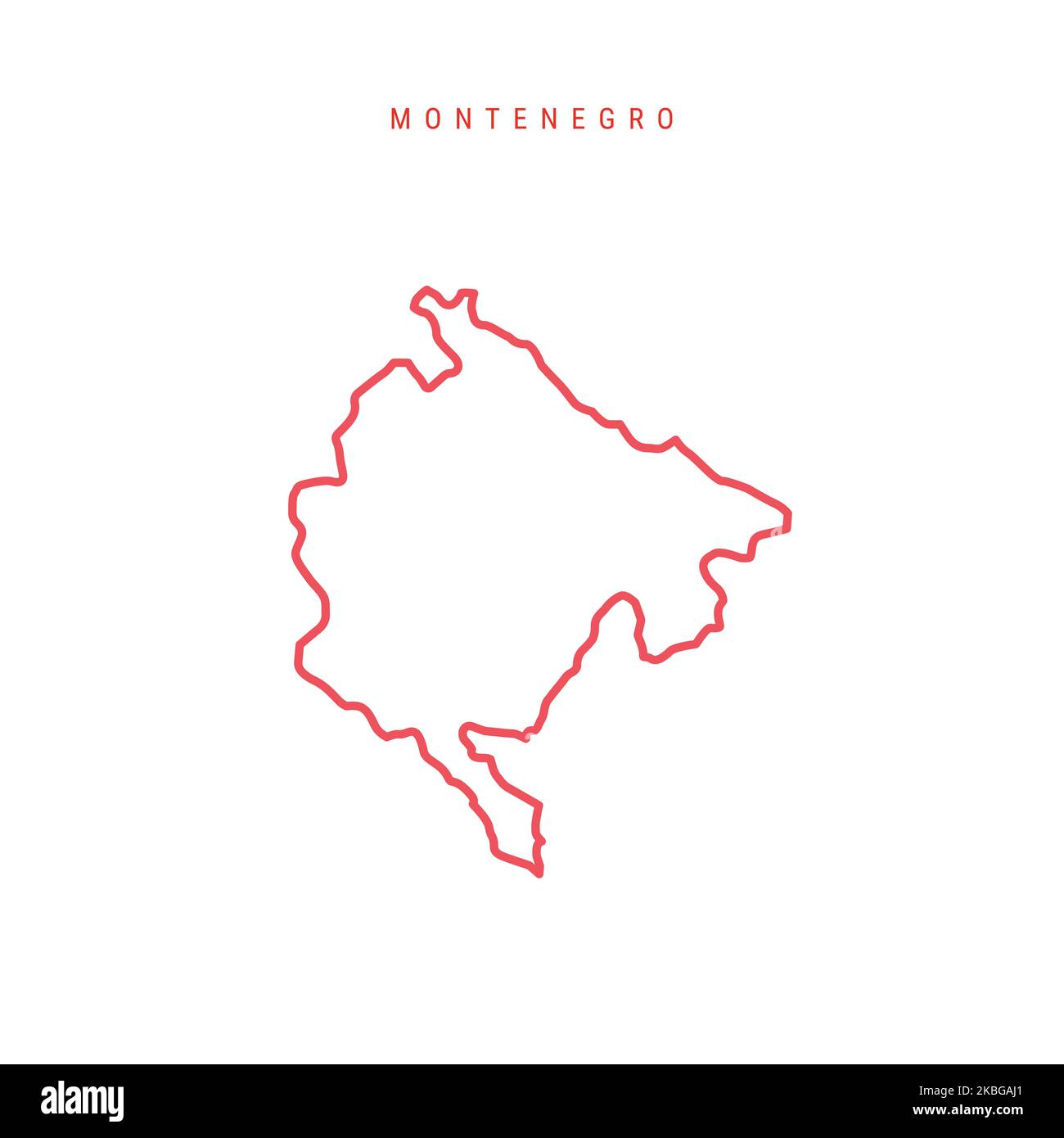 Montenegro outline map. Montenegrin red border. Country name ...