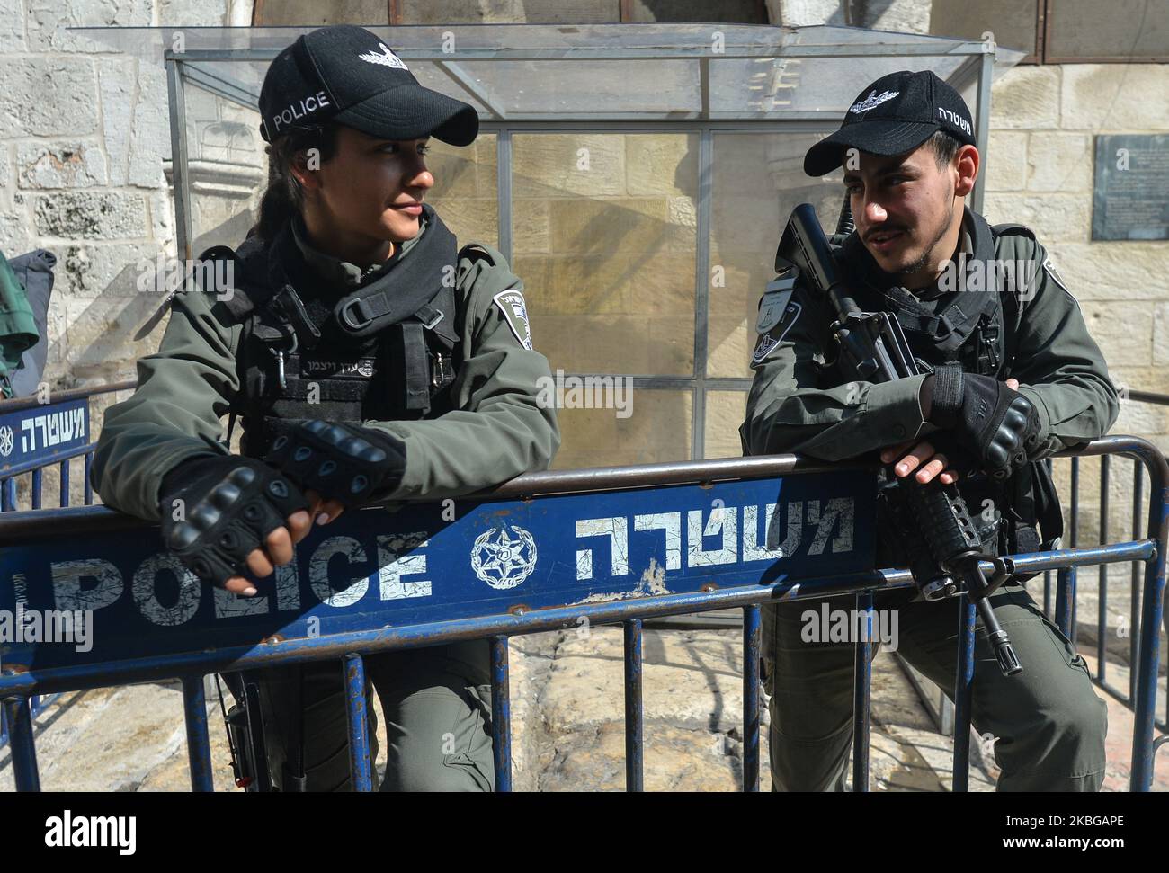 Members of the Israeli security forces seen in the Old City of ...