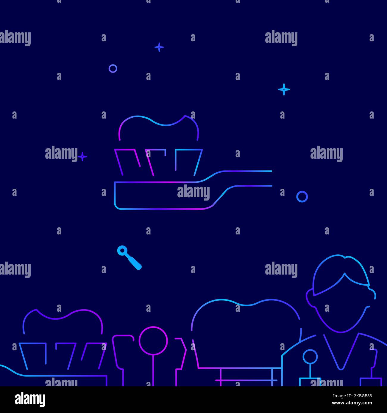 Toothbrush with toothpaste gradient line icon, simple illustration on a ...