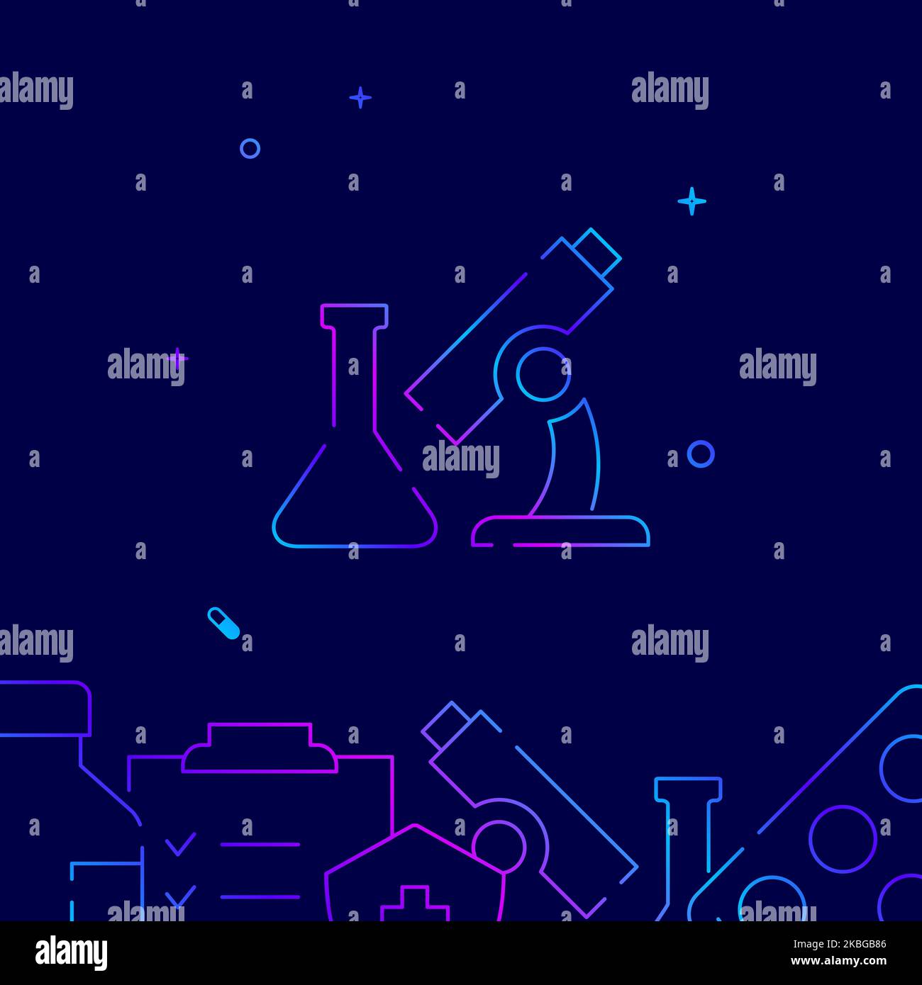 Microscope, analyzes gradient line icon, simple illustration on a dark ...