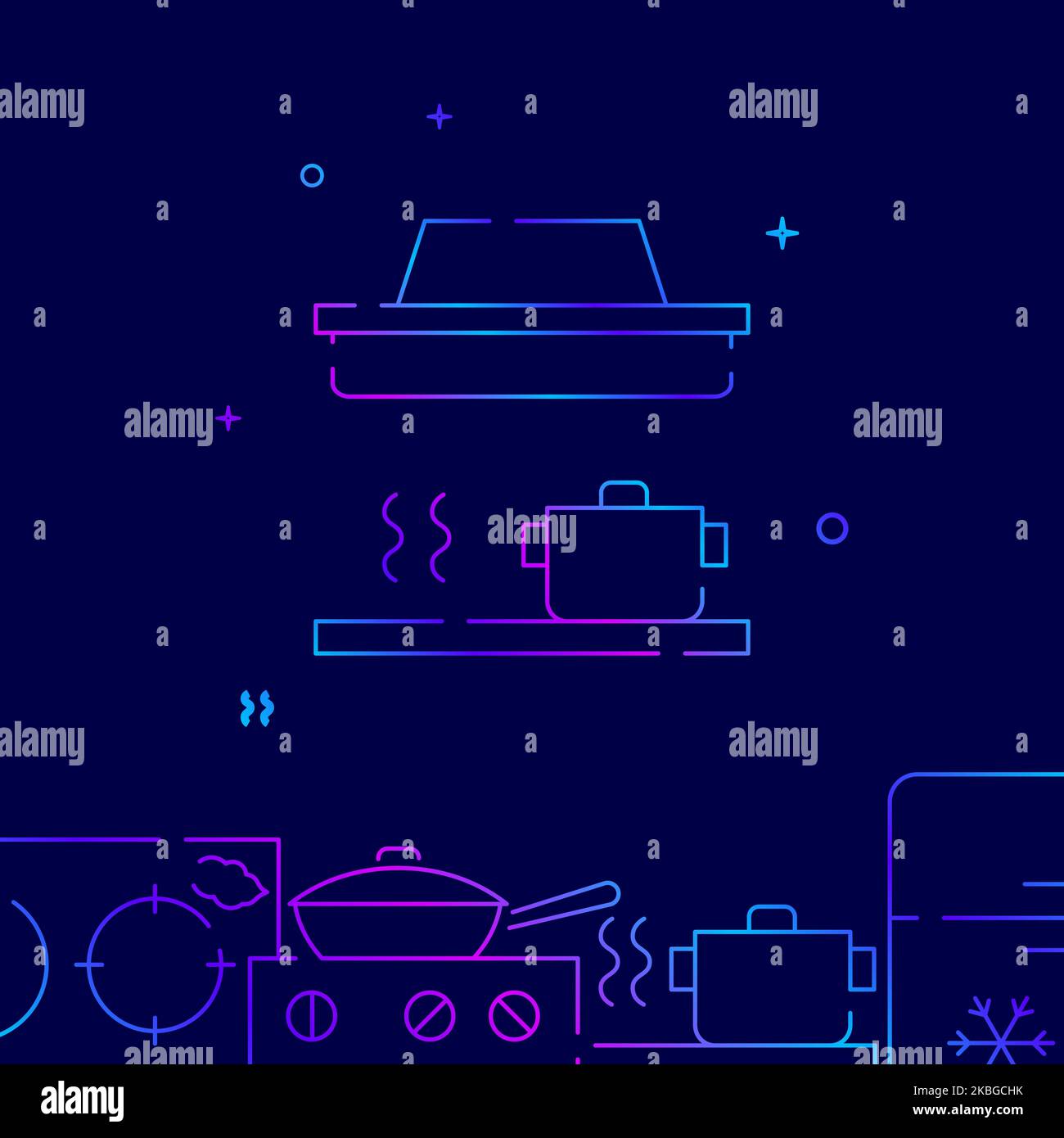 Kitchen hood gradient line icon, simple illustration on a dark blue ...