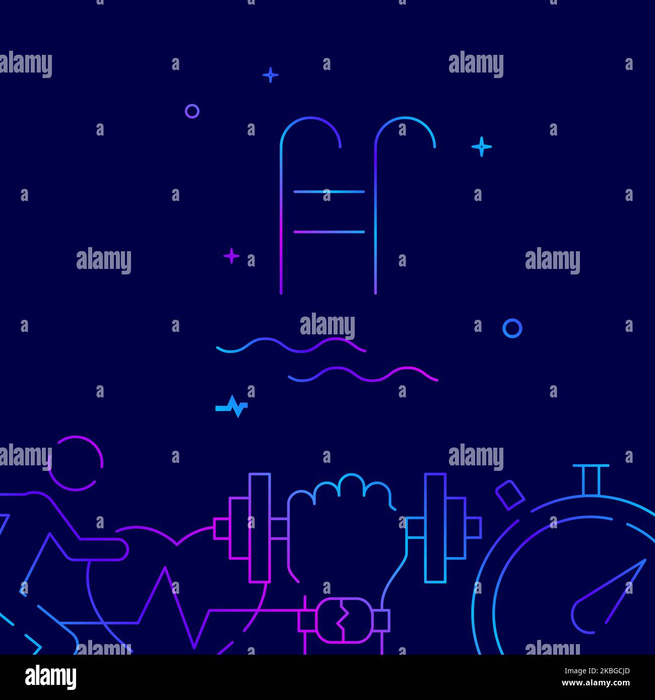 Swimming pool ladder, water gradient line icon, simple illustration on ...