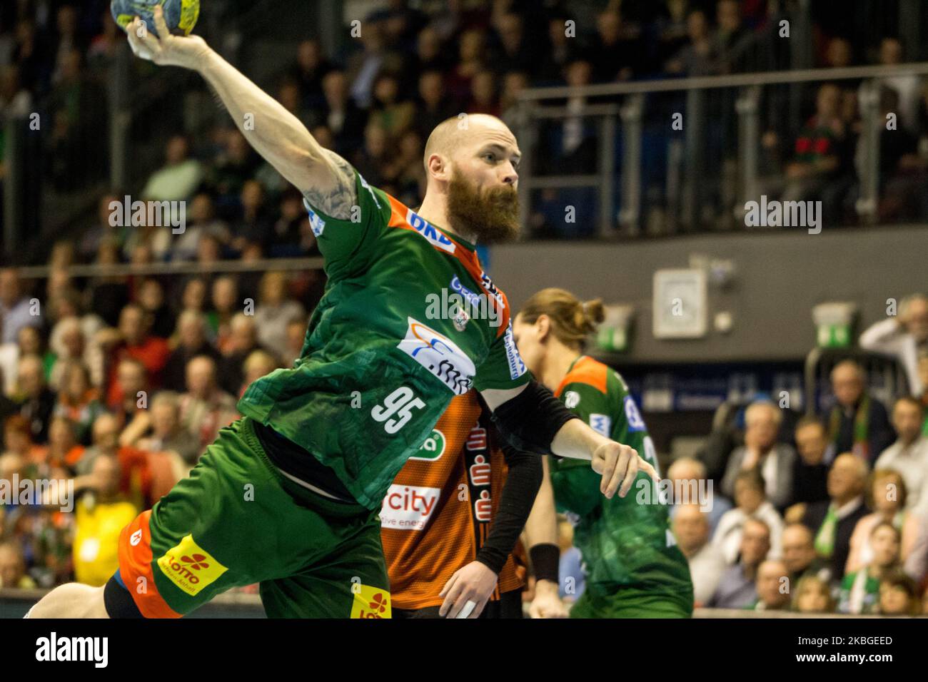 Moritz Preuss of SC Magdeburg during the LIQUI MOLY HBL between SC Magdeburg and TSV Hannover ...