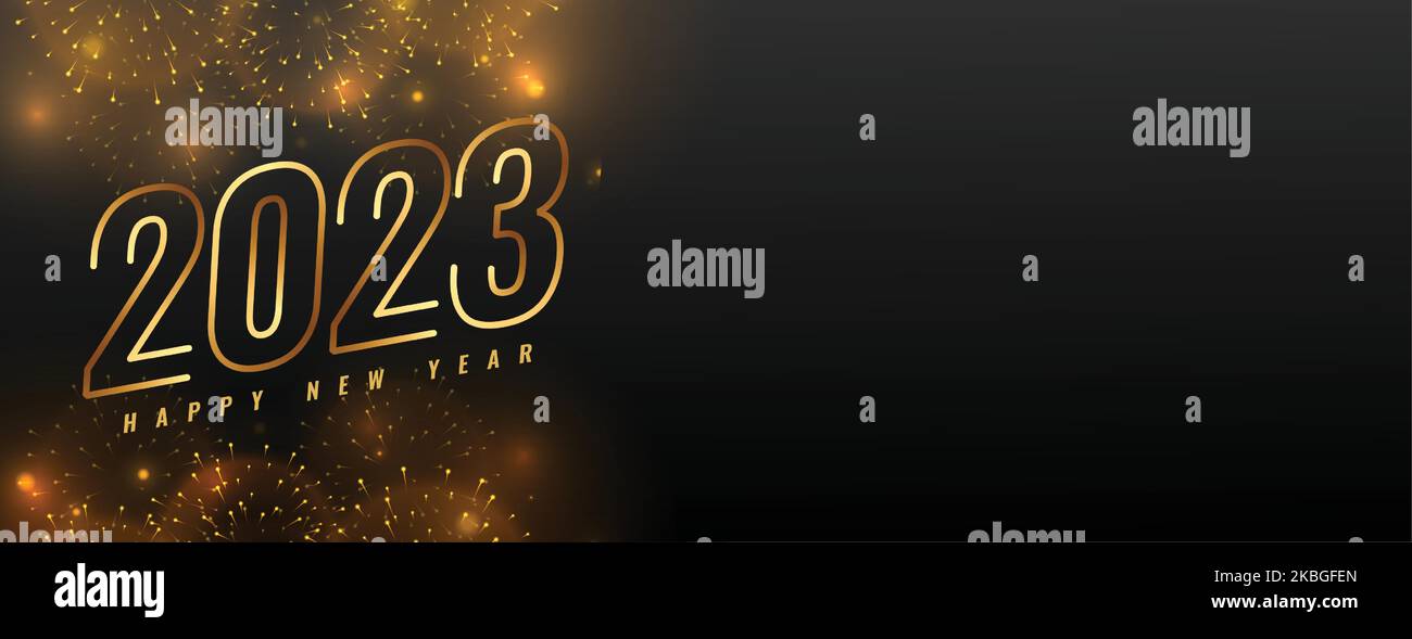 line style 2023 new year event banner with firework burst vector Stock ...