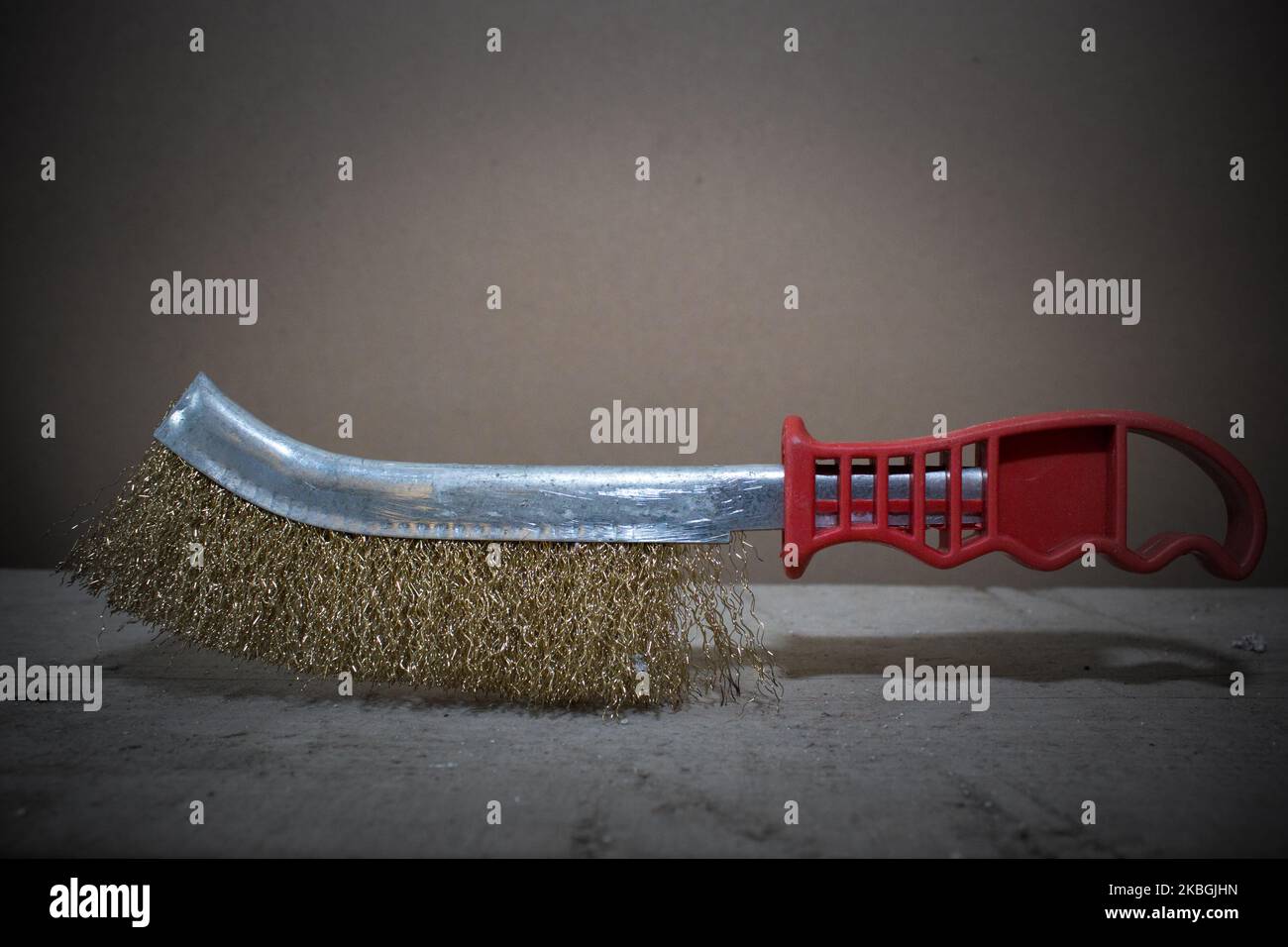 tool for cleaning rust wire brush on background Stock Photo - Alamy