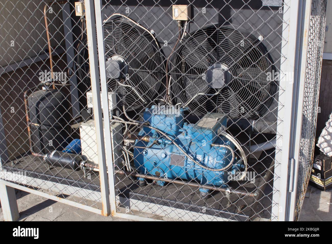 The new air compressor closed at industrial plant Stock Photo - Alamy