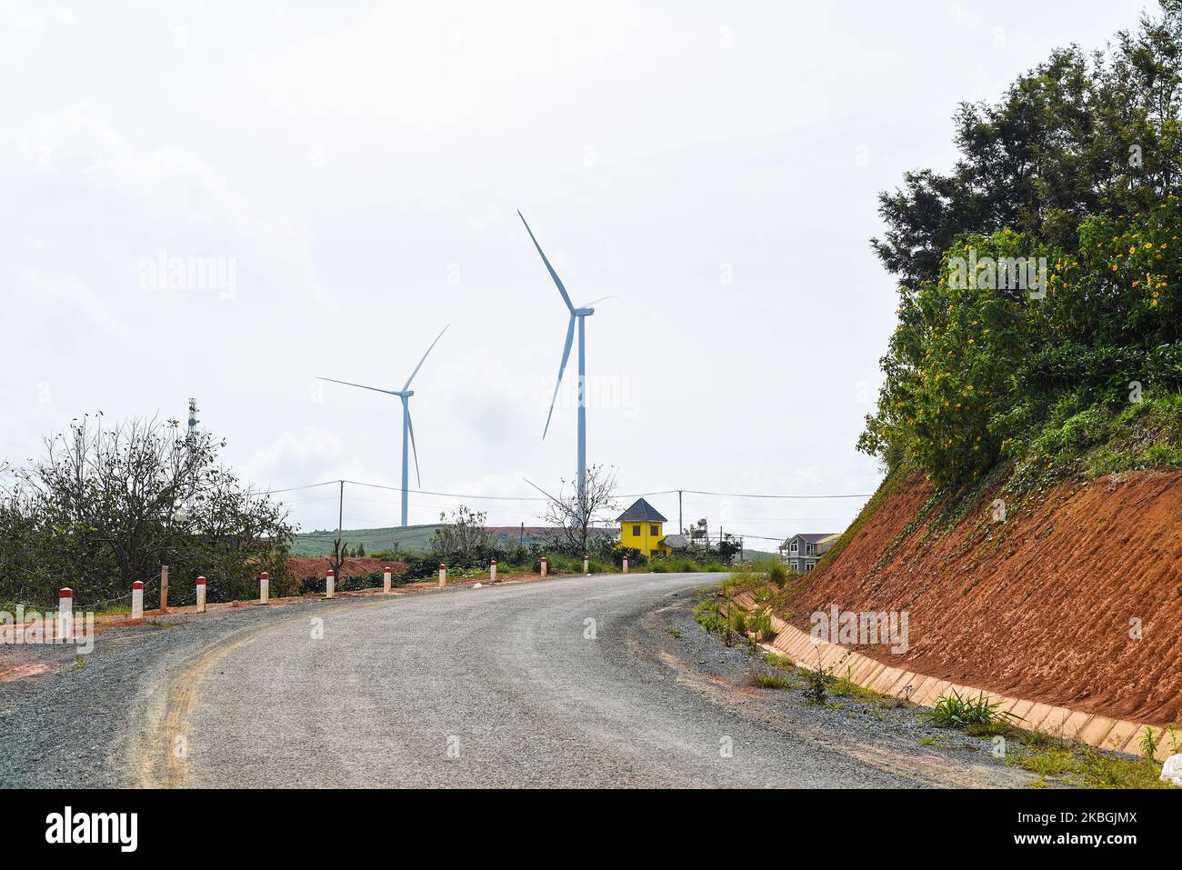 Wind turbine against sky in Da Lat of Vietnam Stock Photo - Alamy