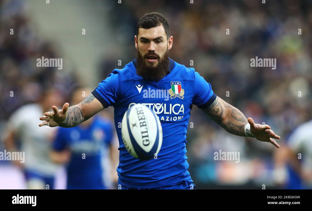 Jayden Hayward of Italy in action during the rugby Guinness 6 Nations ...