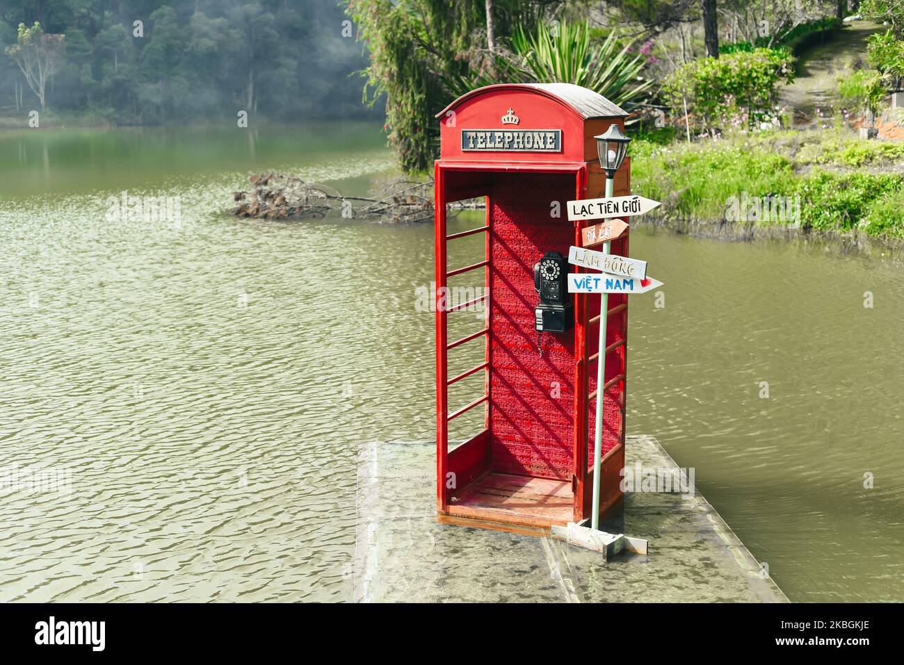 Da Lat, Vietnam - 2 November 2022: Telephone booth inside of water of ...