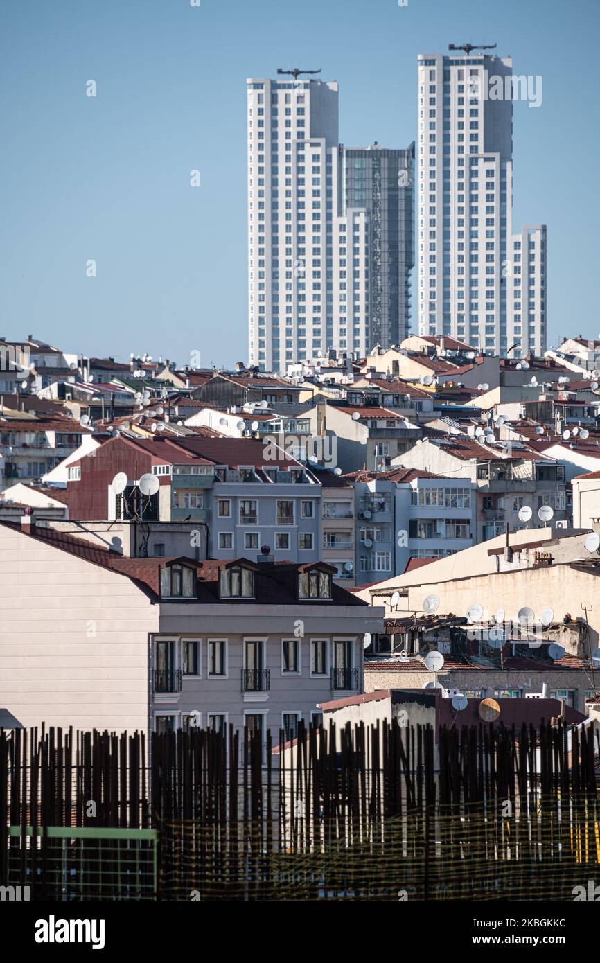 newly built high-rise skyscrapers stand over the Dolapdere neighborhood ...