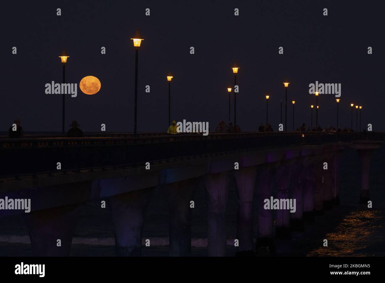 The super snow moon rises at New Brighton Beach in Christchurch, New ...
