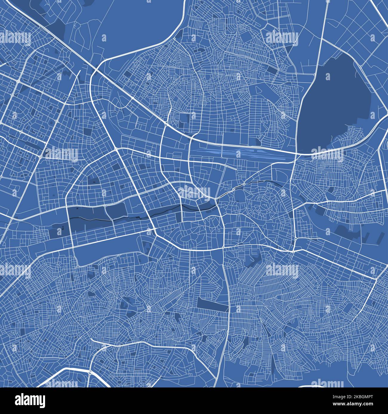 Detailed map poster of Gaziantep city administrative area. Blue skyline ...