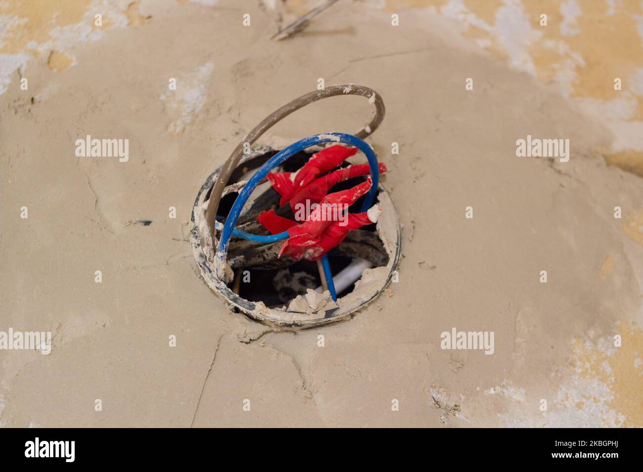 box insulated electrical wires electricity installation on the wall ...