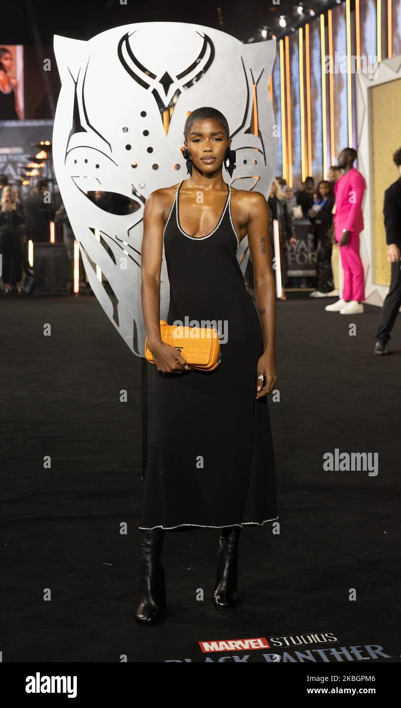 Eva Apio attending the European premiere of Black Panther: Wakanda ...