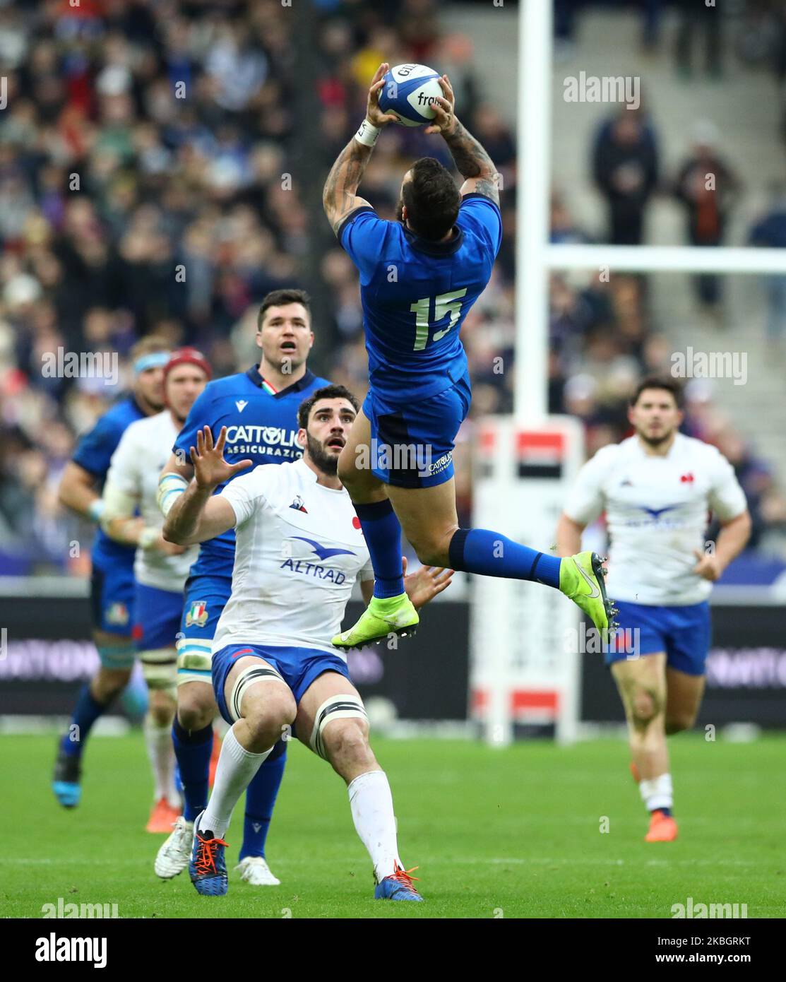 Jayden Hayward of Italy in action during the rugby Guinness 6 Nations ...