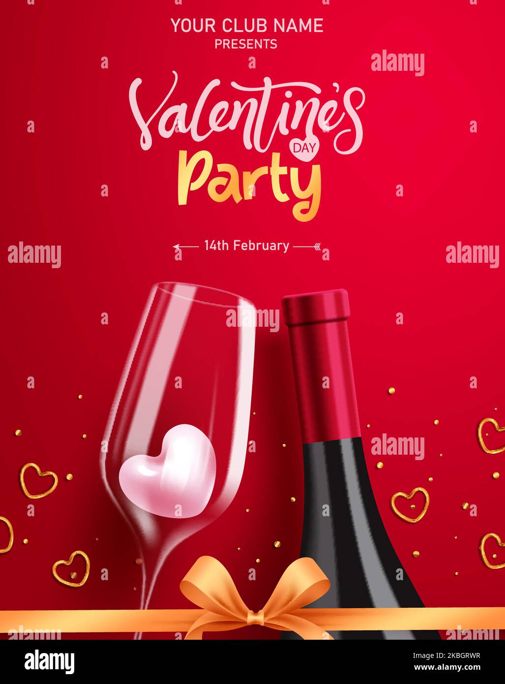 Valentine's day party vector design. Valentine invitation card with ...