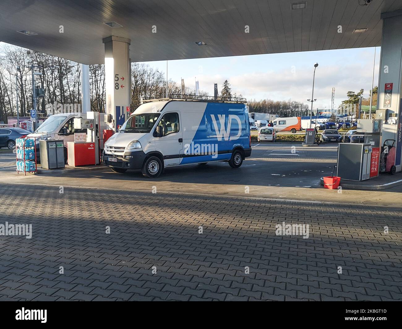 Opel Movano van on the petrol (gas) station is seen in Gdansk, Poland ...