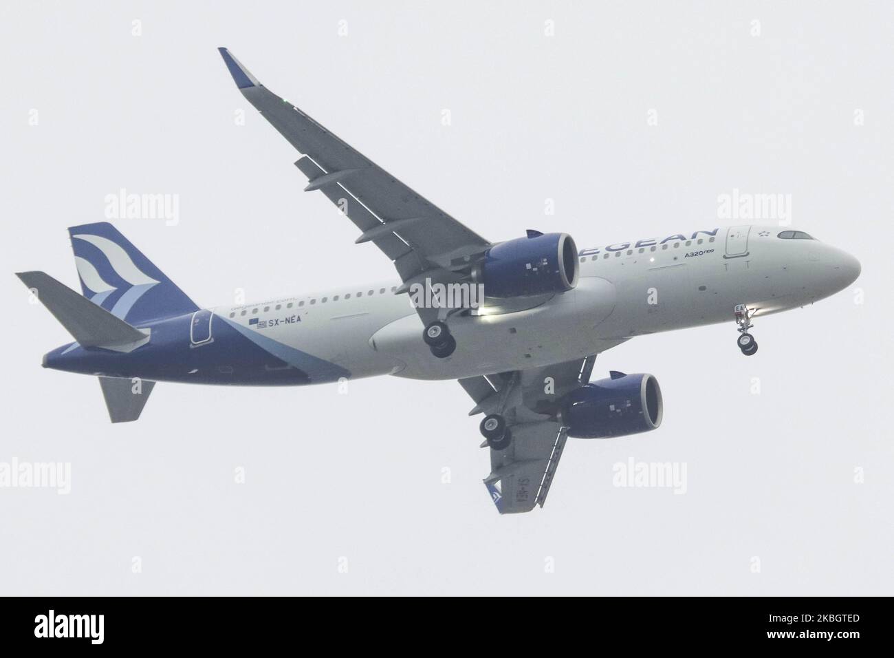 A brand new Airbus A320neo of Aegean Airlines with new livery paint ...